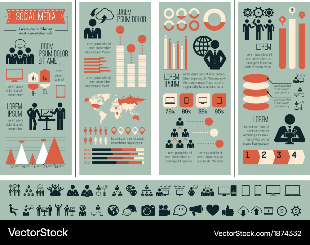Social media infographic template Royalty Free Vector Image