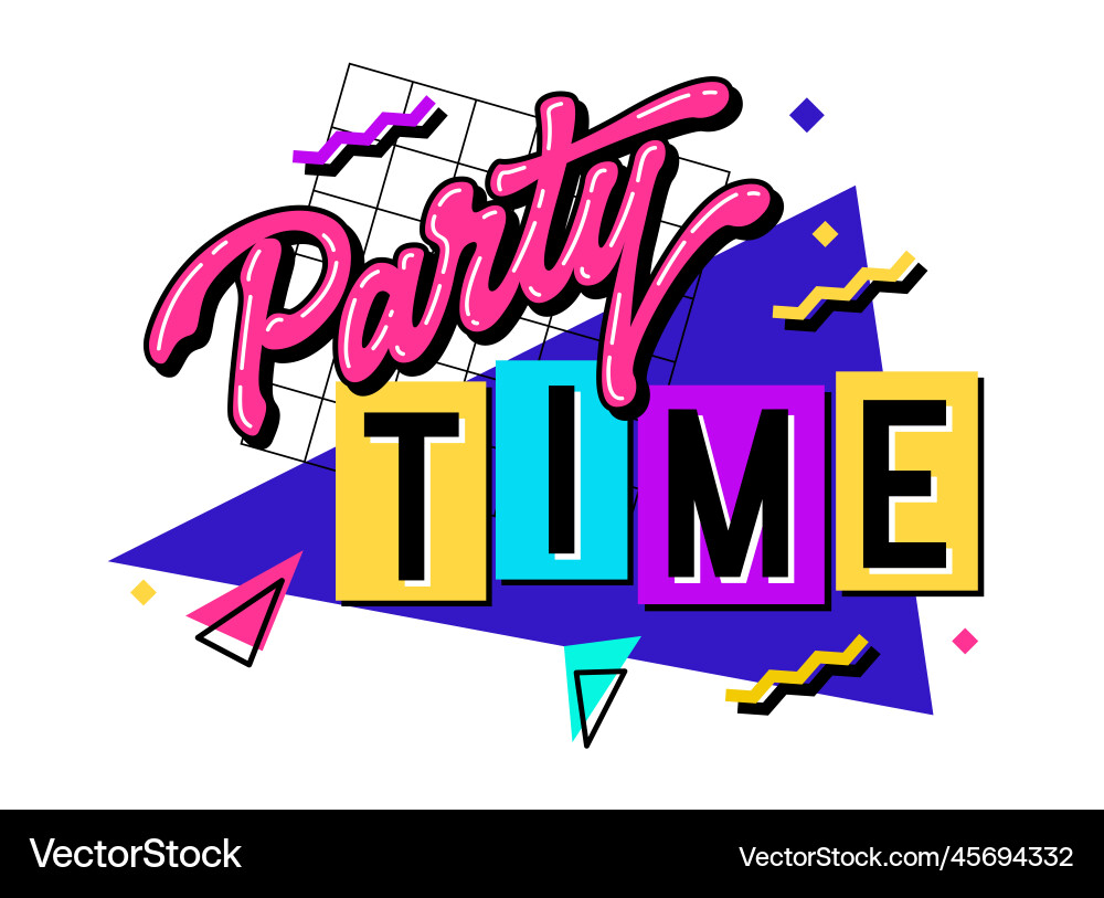 Vibrant image with a 90s-inspired lettering Vector Image