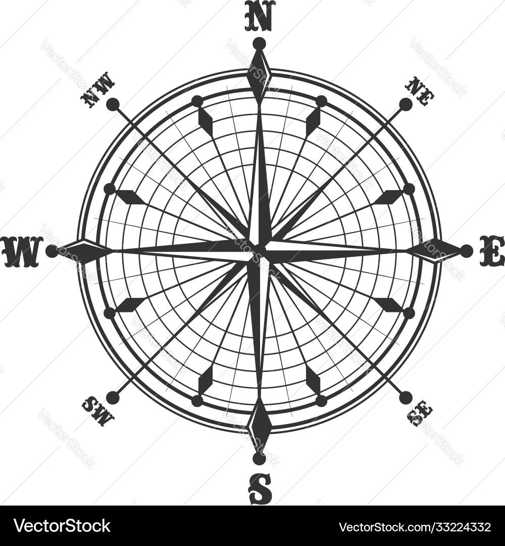 Vintage compass symbol and sign Royalty Free Vector Image