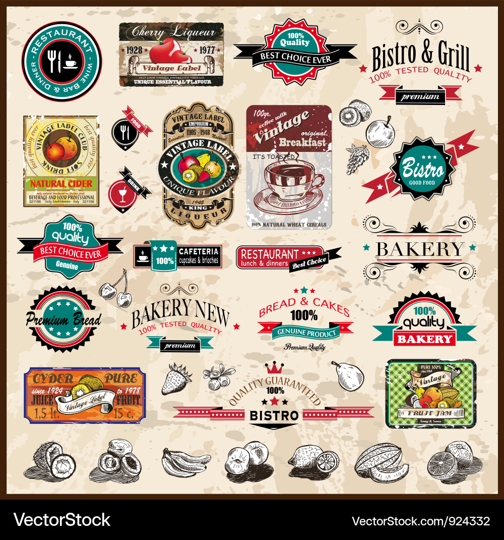 Vintage restaurant icons Royalty Free Vector Image