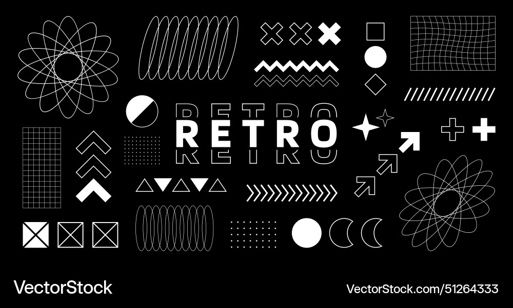 Big set different retro futuristic design Vector Image