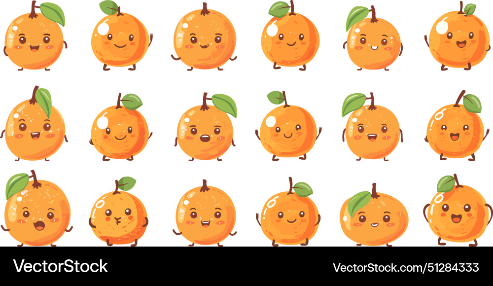 Cartoon tangerines characters isolated Royalty Free Vector
