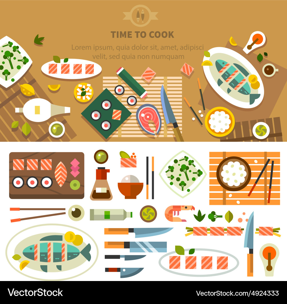 Dining table with dishes Royalty Free Vector Image