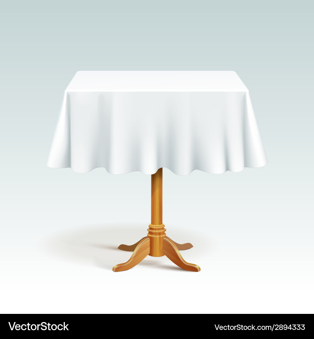 Empty square wood table with tablecloth Royalty Free Vector