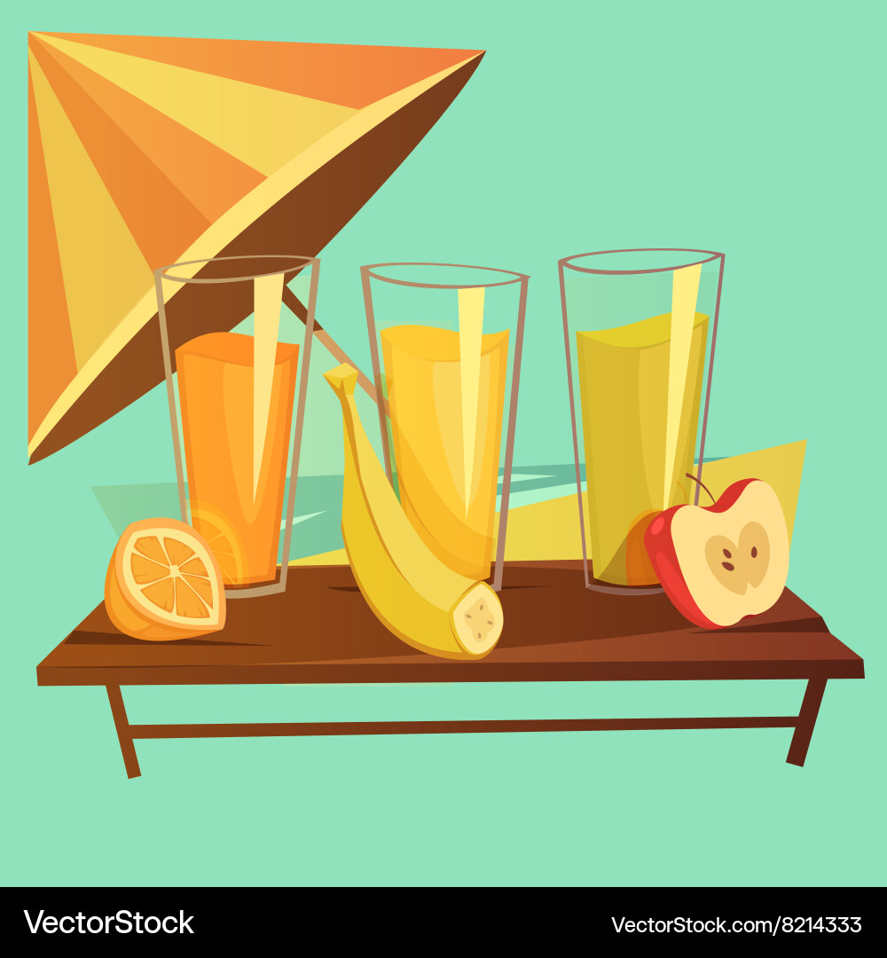 Healthy Fruit Juice Cartoon Set Royalty Free Vector Image