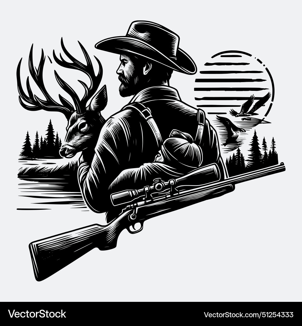 Hunting life svg silhouette file Royalty Free Vector Image