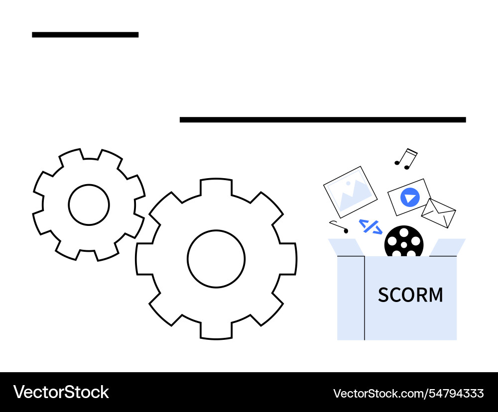 Industrial gears with various media icons emerging