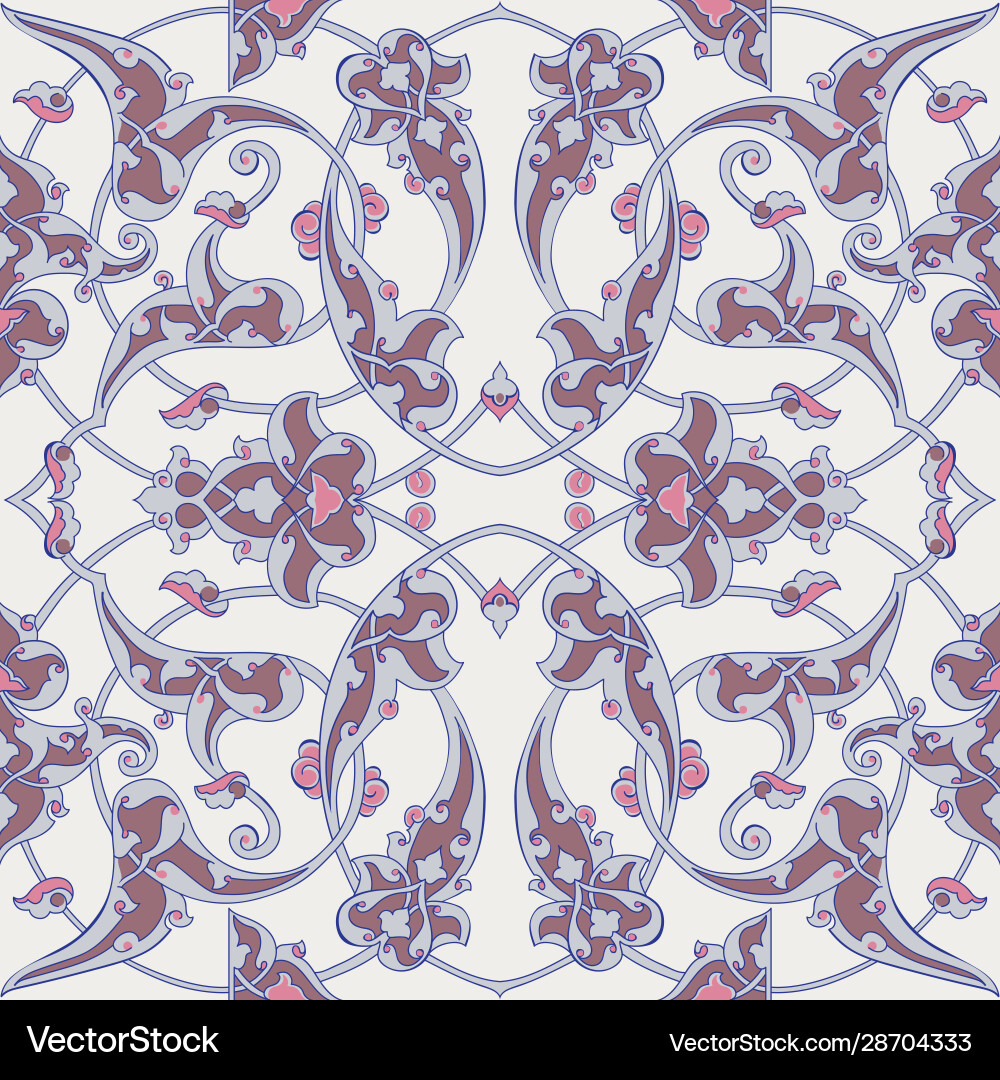 Iznik Floral Tile Pattern Royalty Free Vector Image