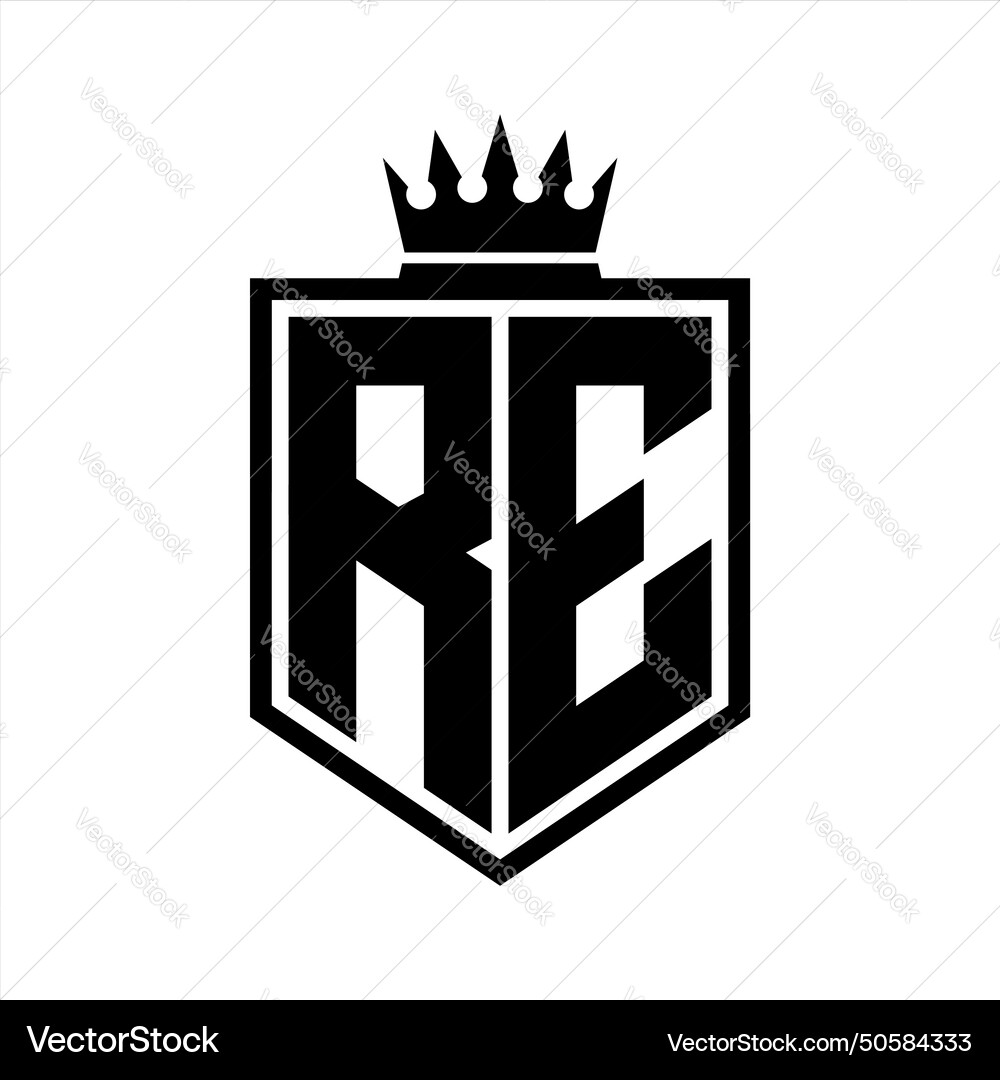 Re logo monogram bold shield geometric shape Vector Image