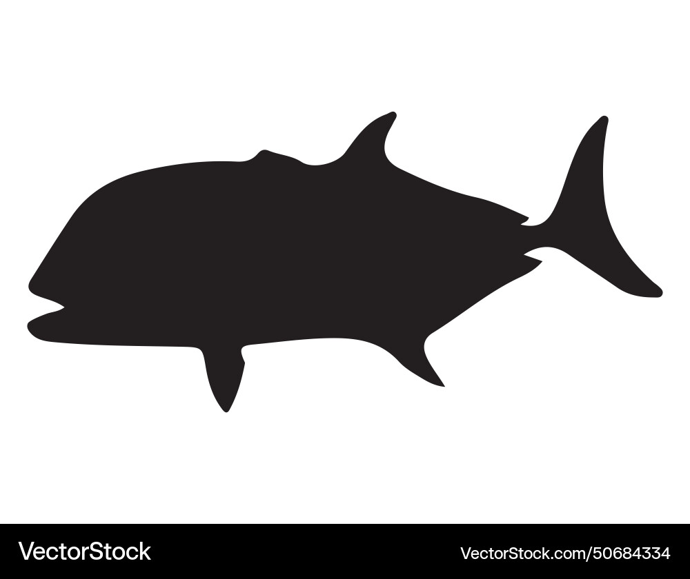 Giant trevally fish silhouette art Royalty Free Vector Image