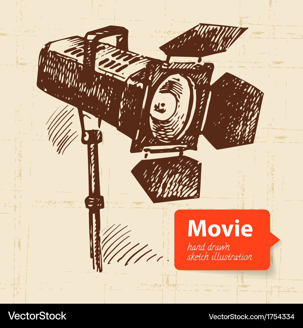 Hand drawn movie sketch background Royalty Free Vector Image