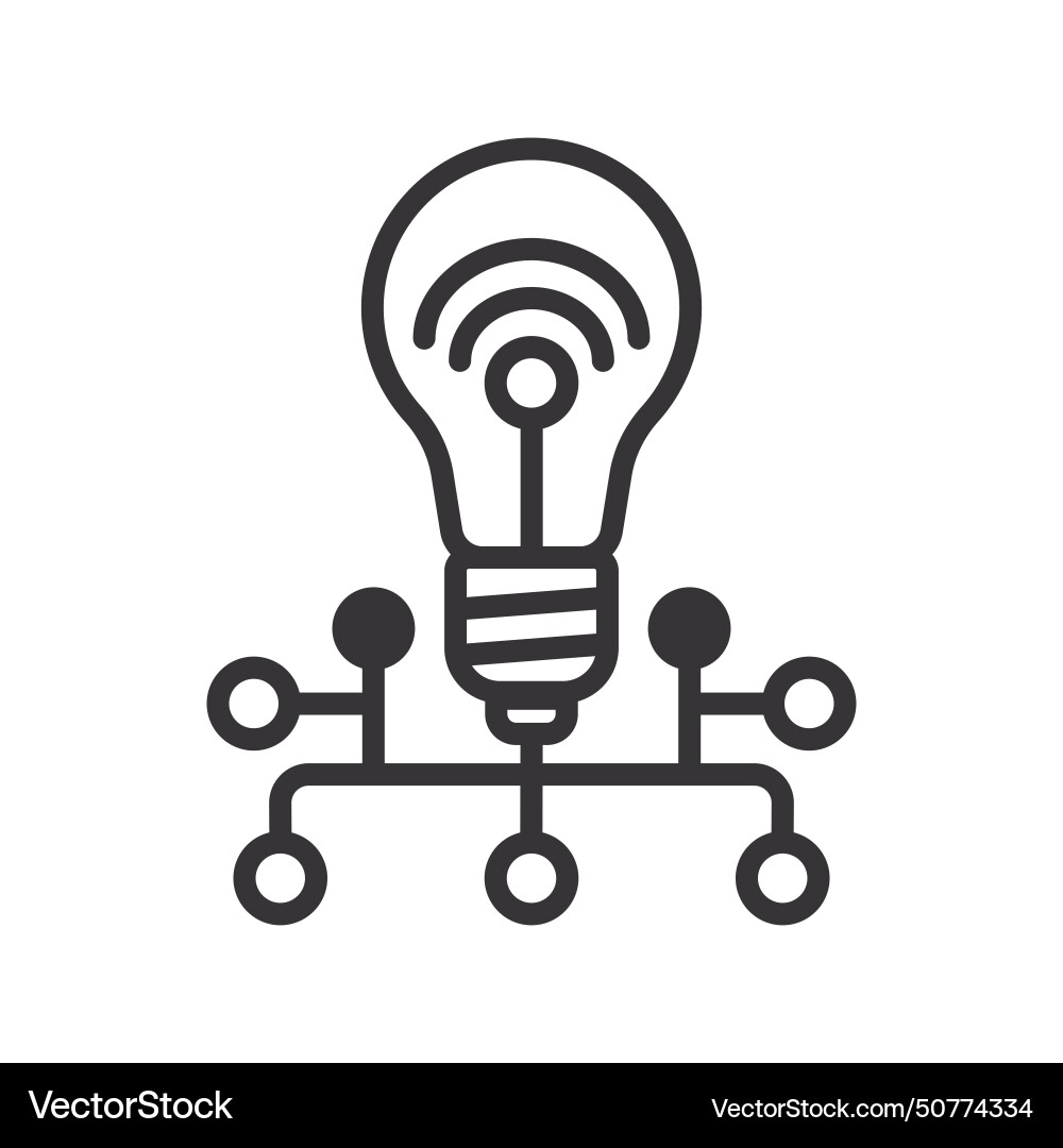Light bulb ai automation line icon Royalty Free Vector Image