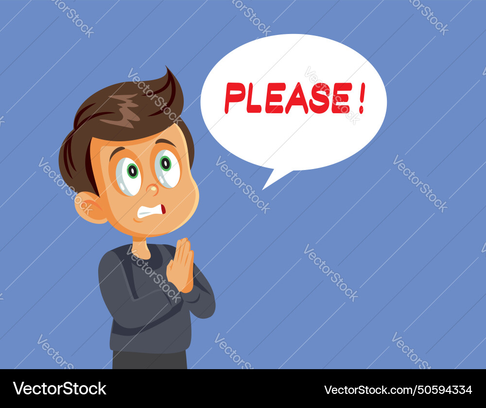 Little kid asking polite cartoon Royalty Free Vector Image