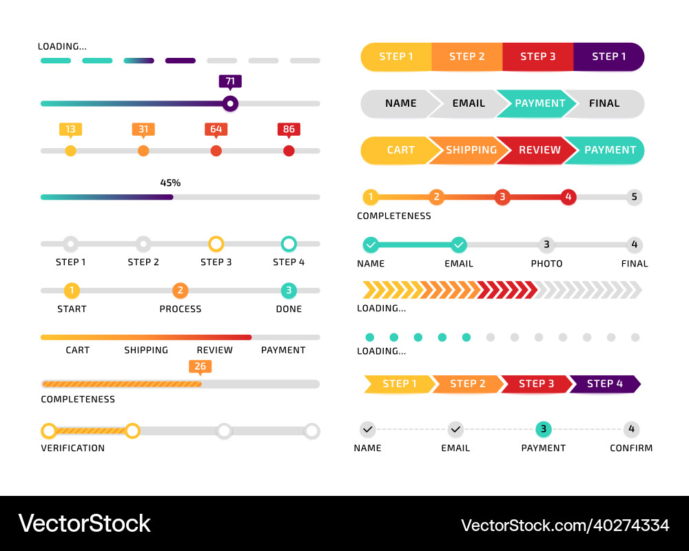 Progress bar step process graphic indicator Vector Image