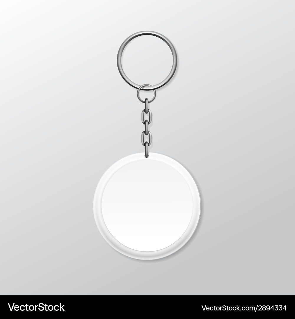 Round Keychain with Metal Ring & Chain Vector Image