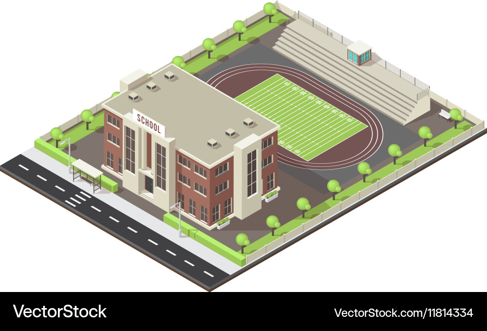 School isometric layout Royalty Free Vector Image