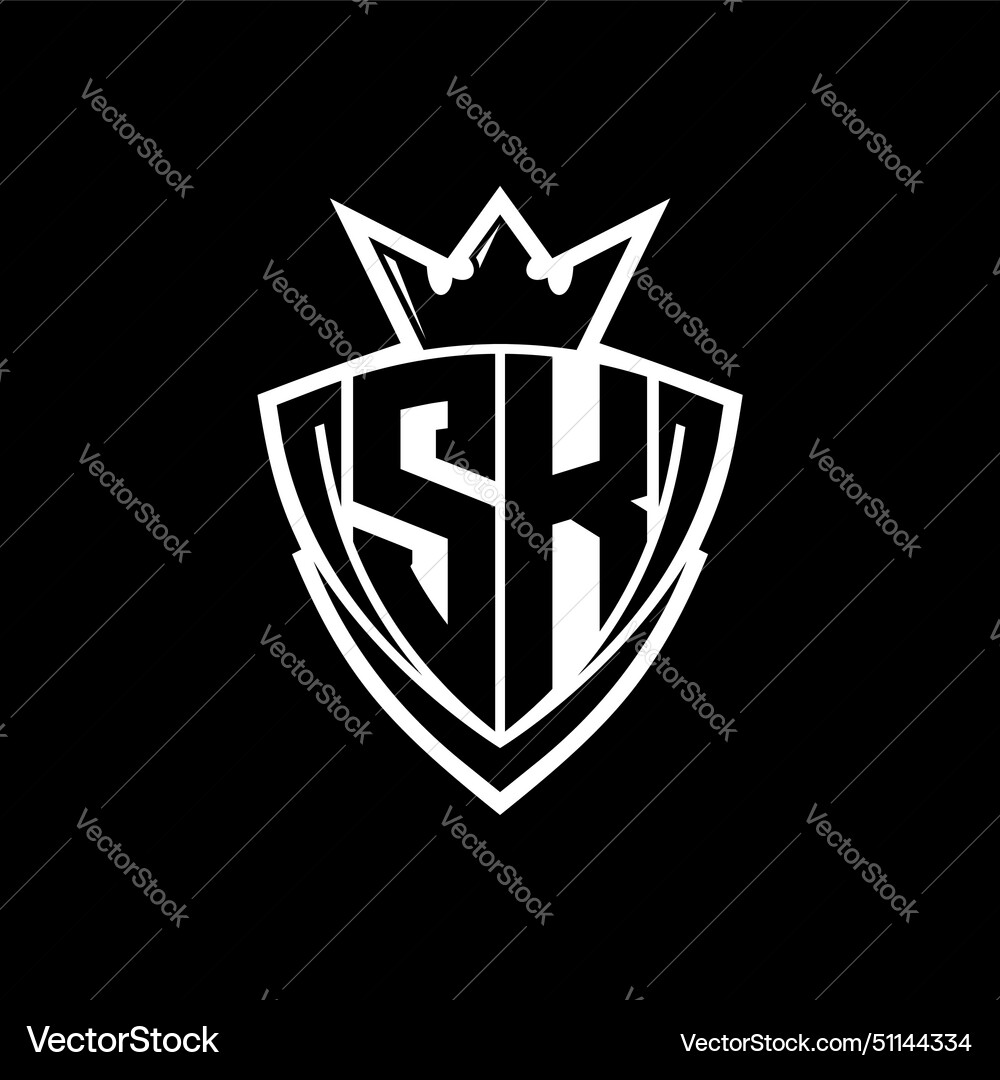 Sk letter logo with sharp triangle shield shape Vector Image