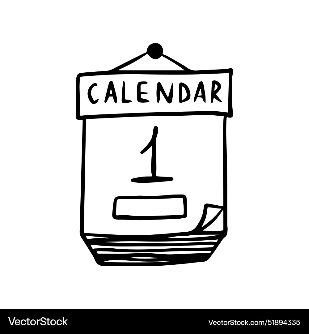 Calendar doodle schedule hand drawn sketch style Vector Image