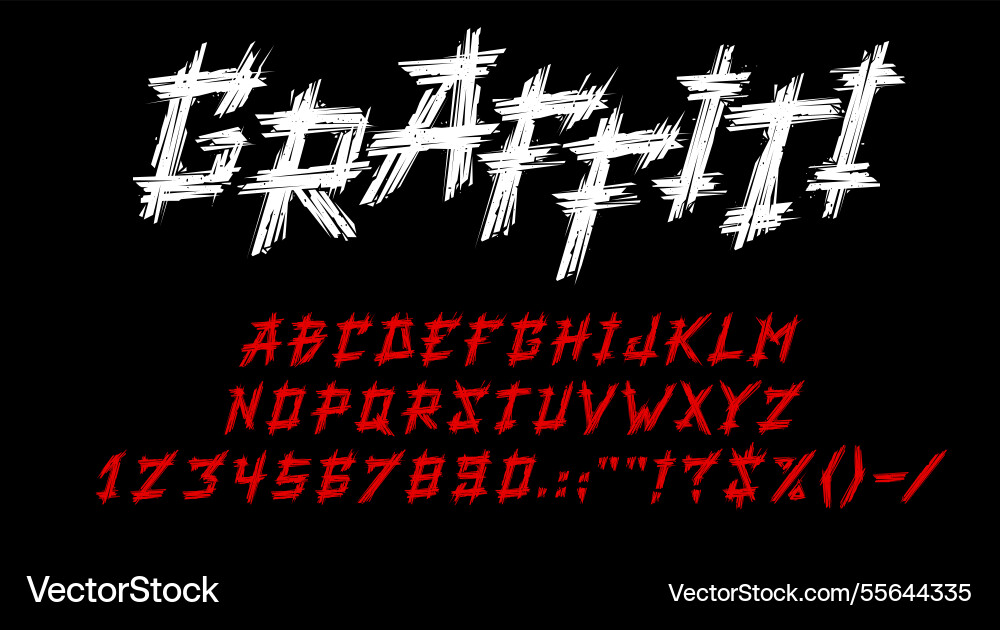 Dirt graffiti font paint brush stroke alphabet Vector Image