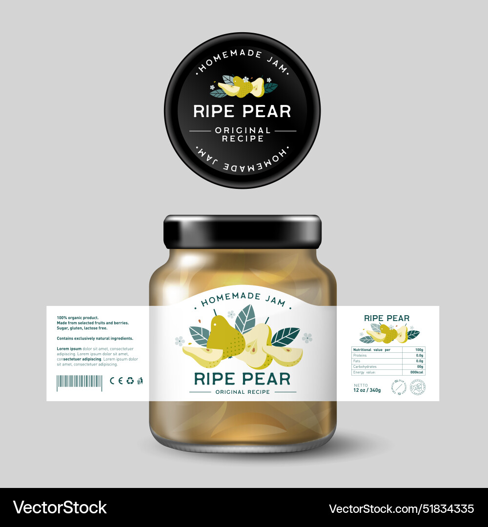 Pear jam fruit design label Royalty Free Vector Image