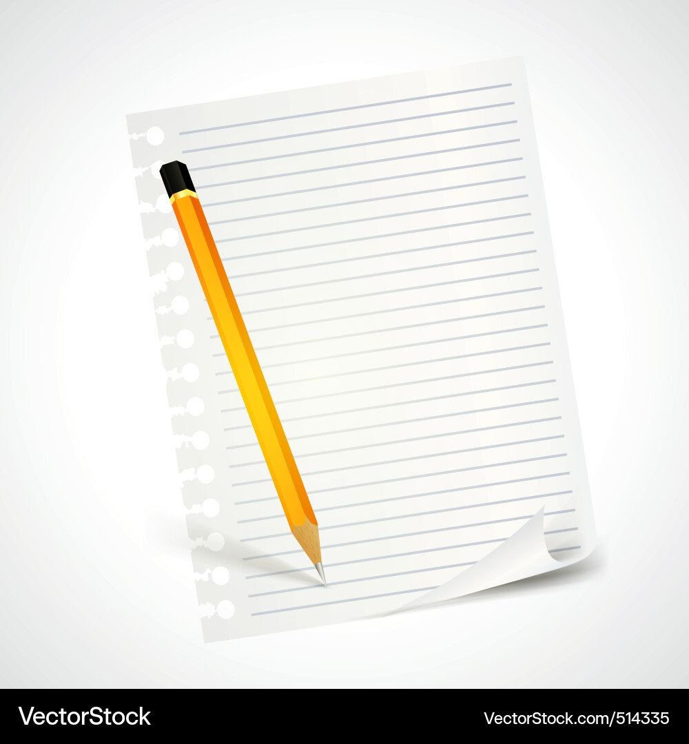 Pencil and note sheet Royalty Free Vector Image