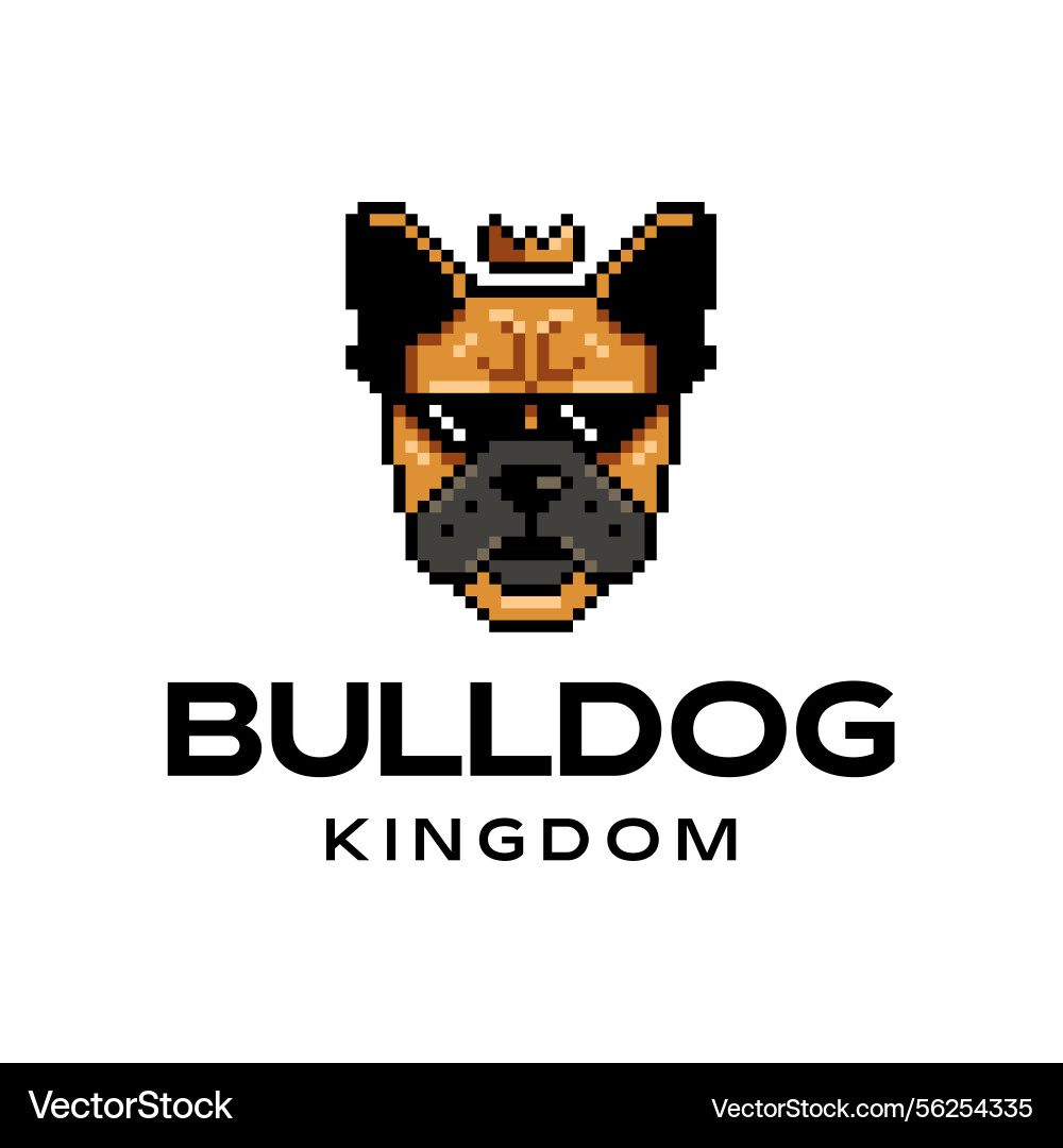 Pixel bulldog logo cool mascot with crown Vector Image