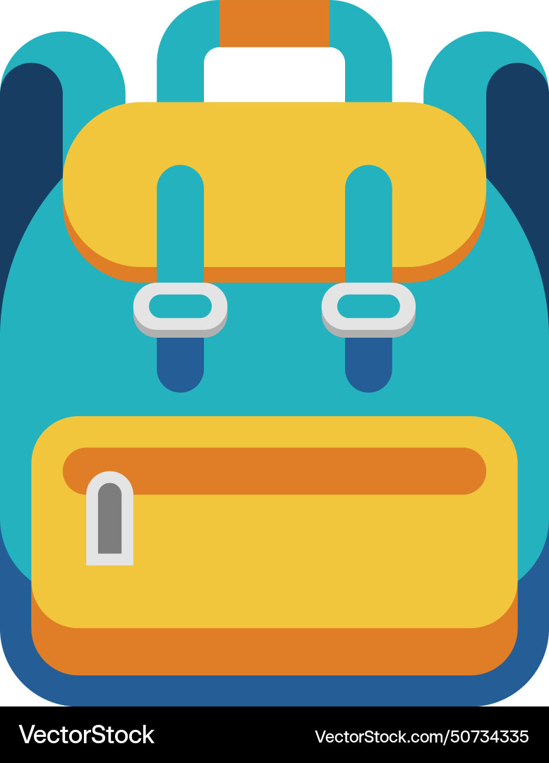 School bag icon flat color backpack symbol Vector Image