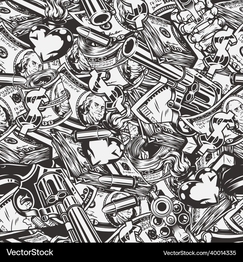 Vintage monochrome money seamless pattern Vector Image