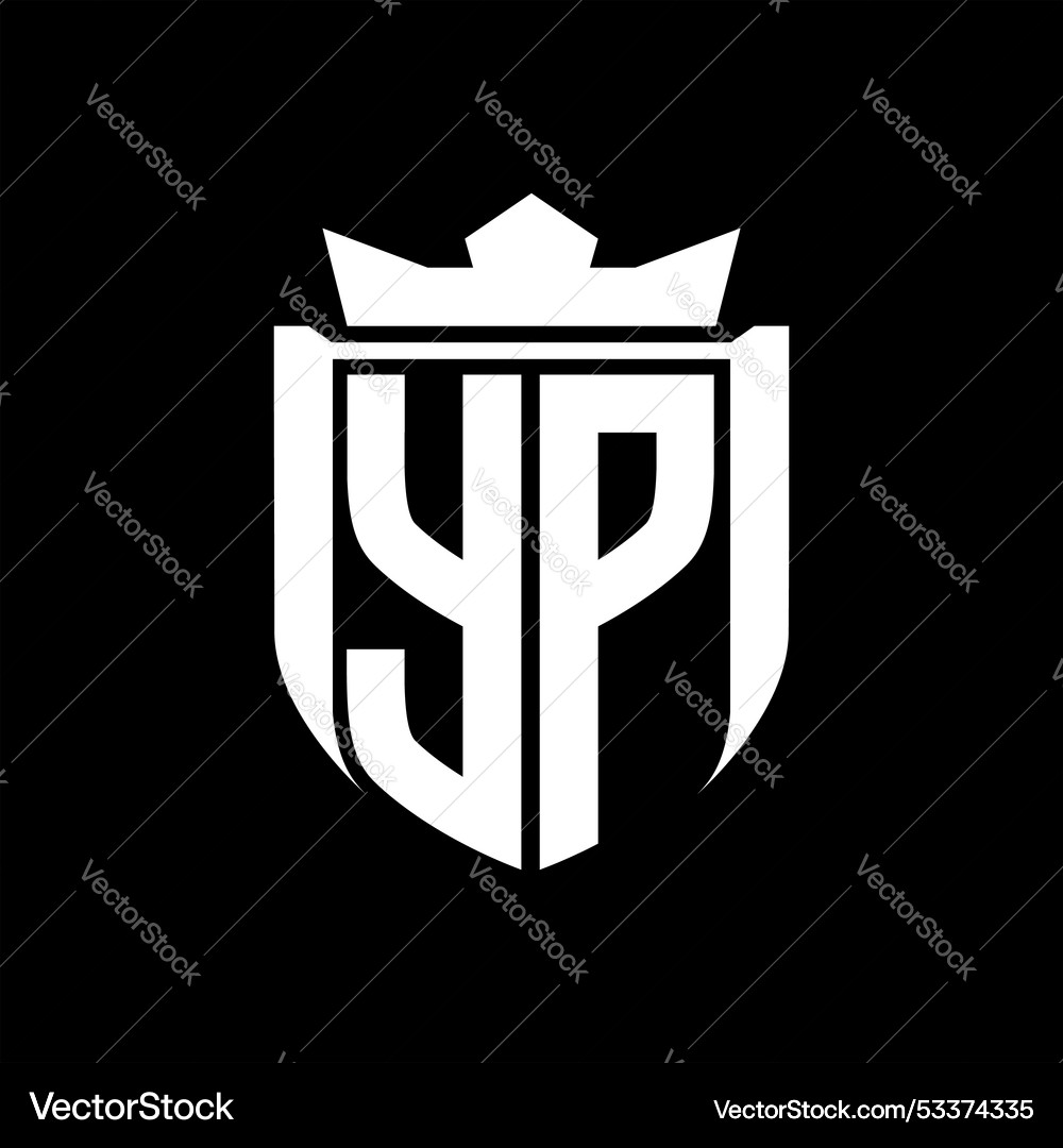 Yp letter logo shield shape inside badge Vector Image