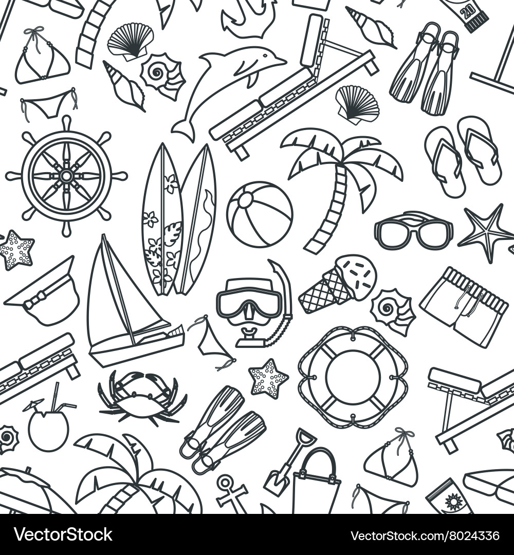 Beach seamless pattern Royalty Free Vector Image