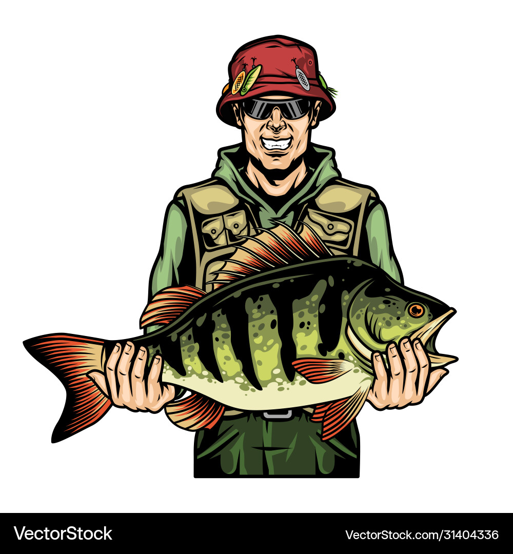 Colorful fishing template Royalty Free Vector Image