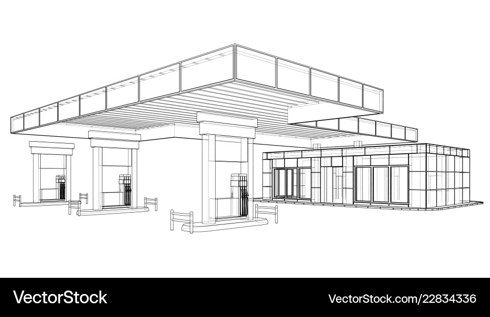 Gas station rendering of 3d Royalty Free Vector Image
