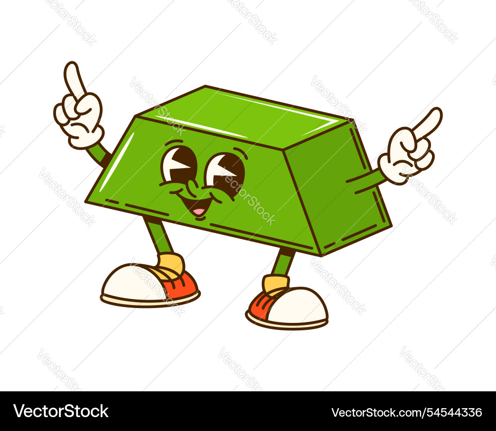 Groovy math geometric trapezoid figure character Vector Image