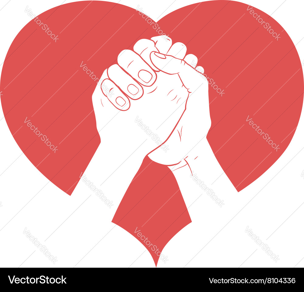 Hands together in heart Royalty Free Vector Image