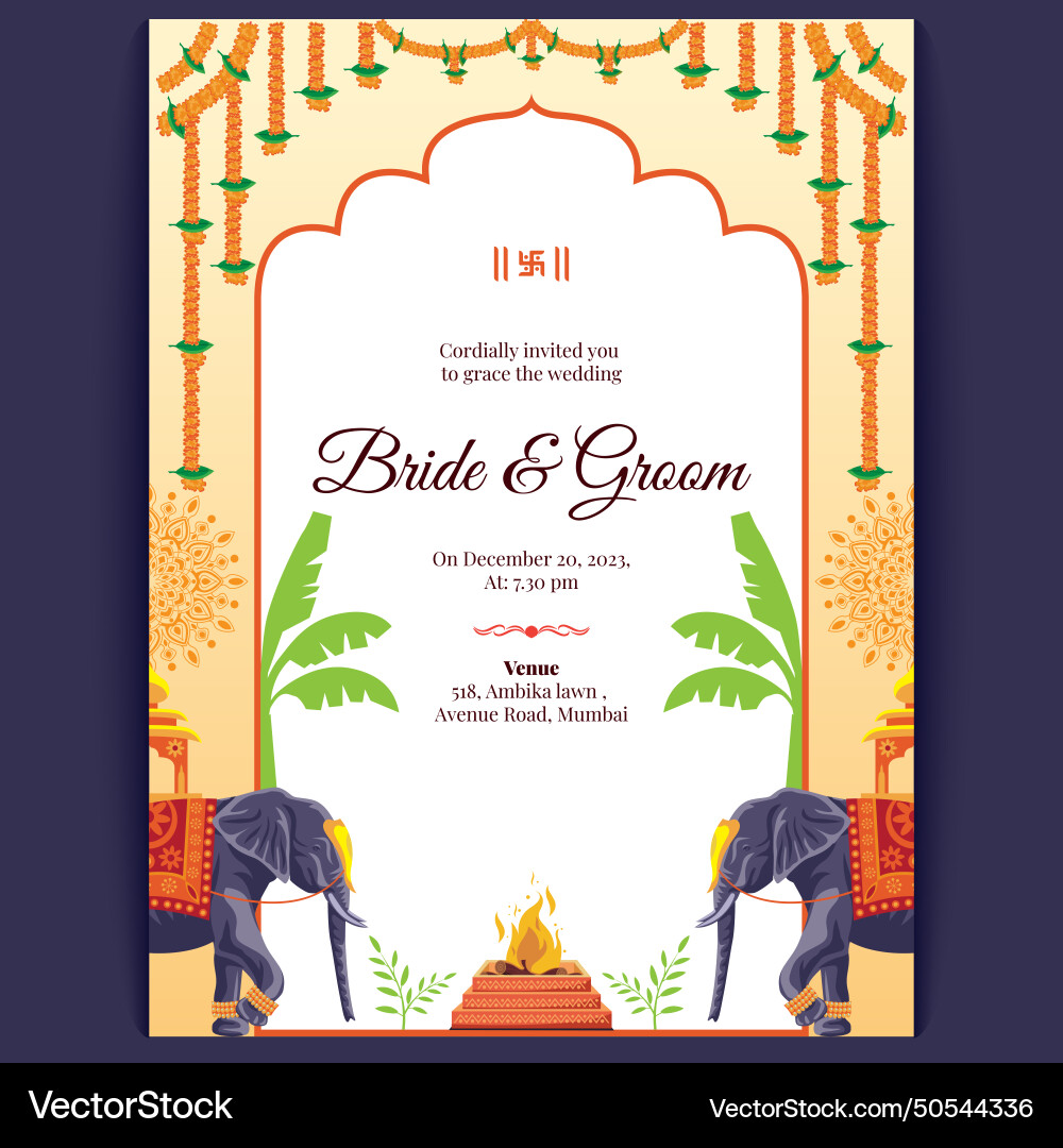 Hindu Wedding Cards Vector