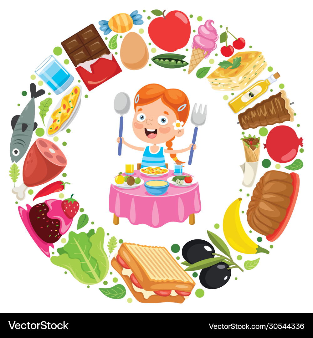 Kid eating food Royalty Free Vector Image - VectorStock