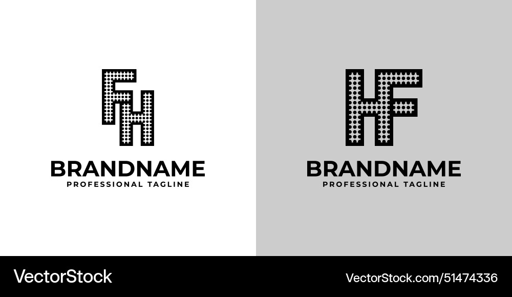 Letters fh and hf dot monogram logo suitable Vector Image