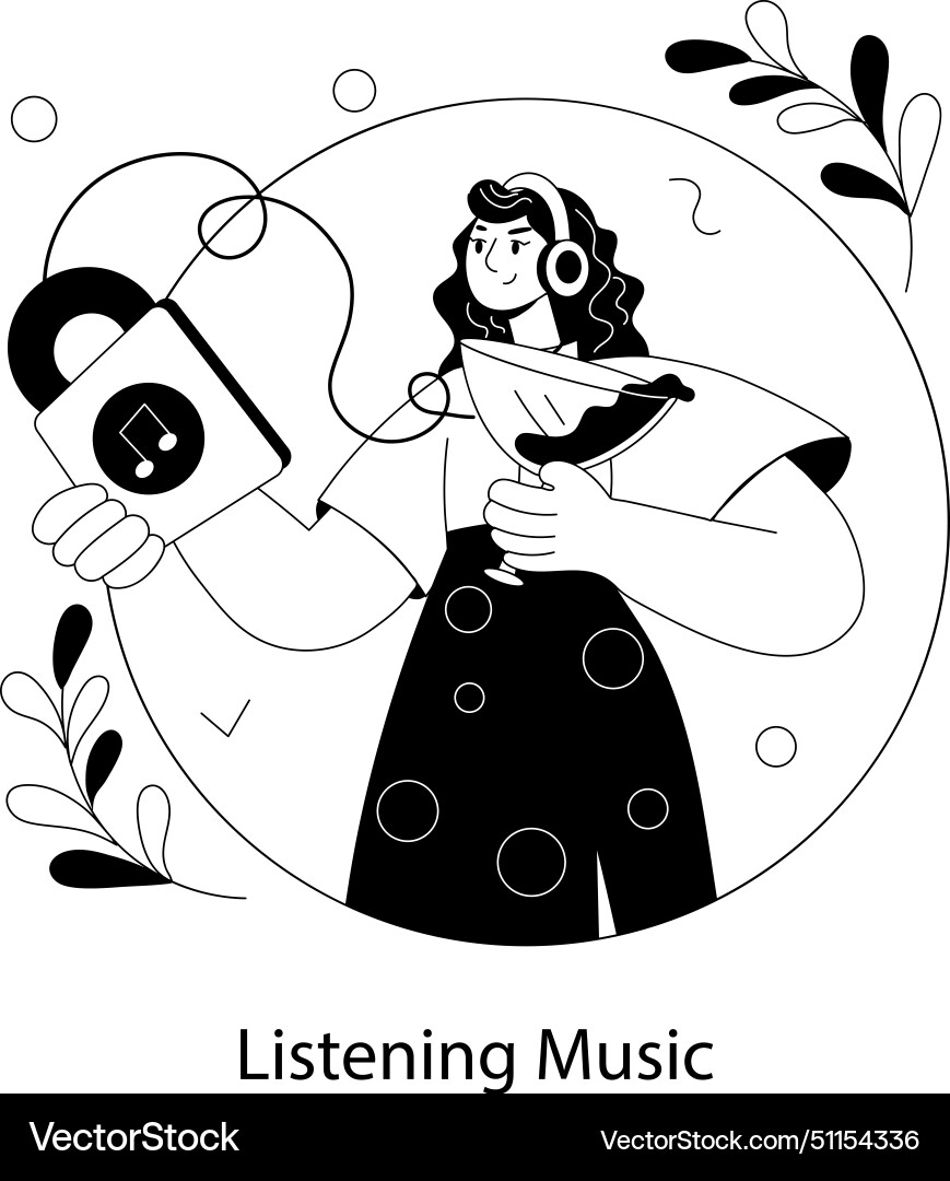 Listening music Royalty Free Vector Image - VectorStock