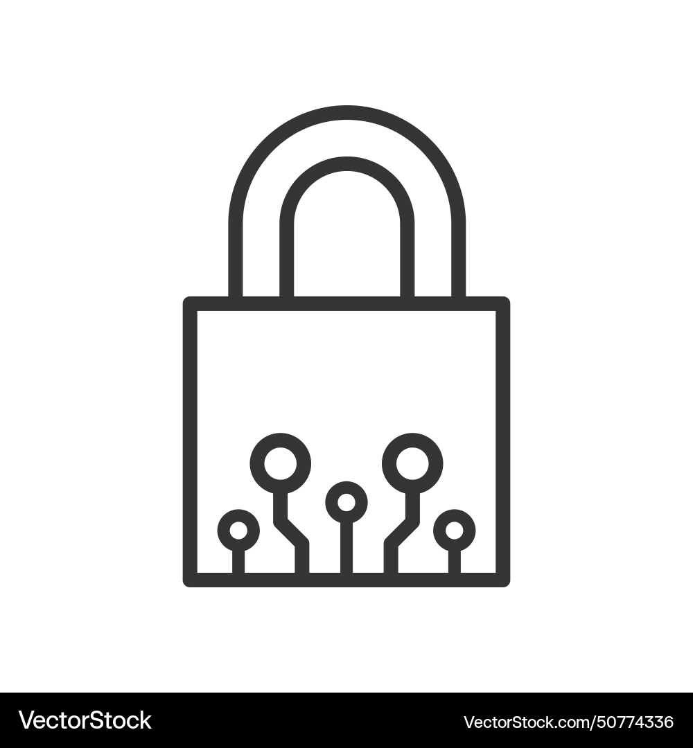 Lock ai automation line icon Royalty Free Vector Image