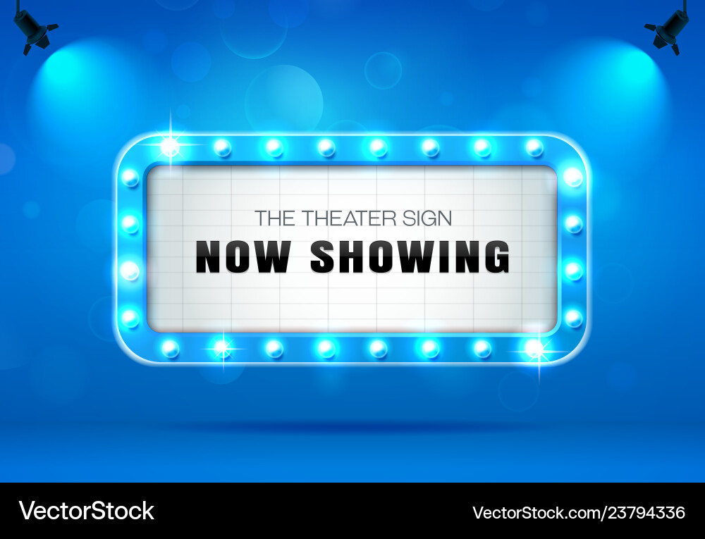 Retro Theater Sign with Curtain Royalty Free Vector Image