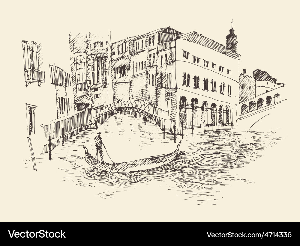 Venice City - Antique Engraving Royalty Free Vector Image
