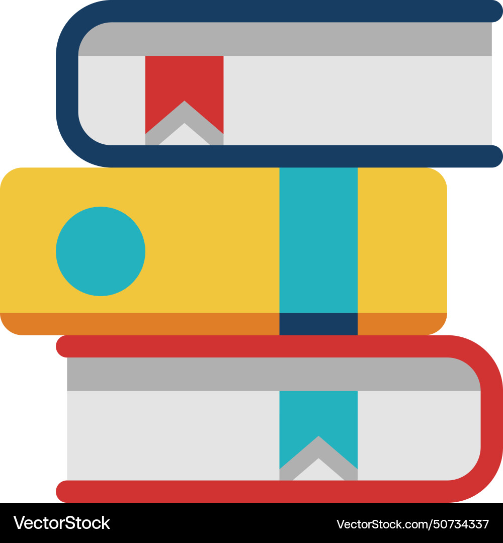 Book stack color icon flat library symbol Vector Image
