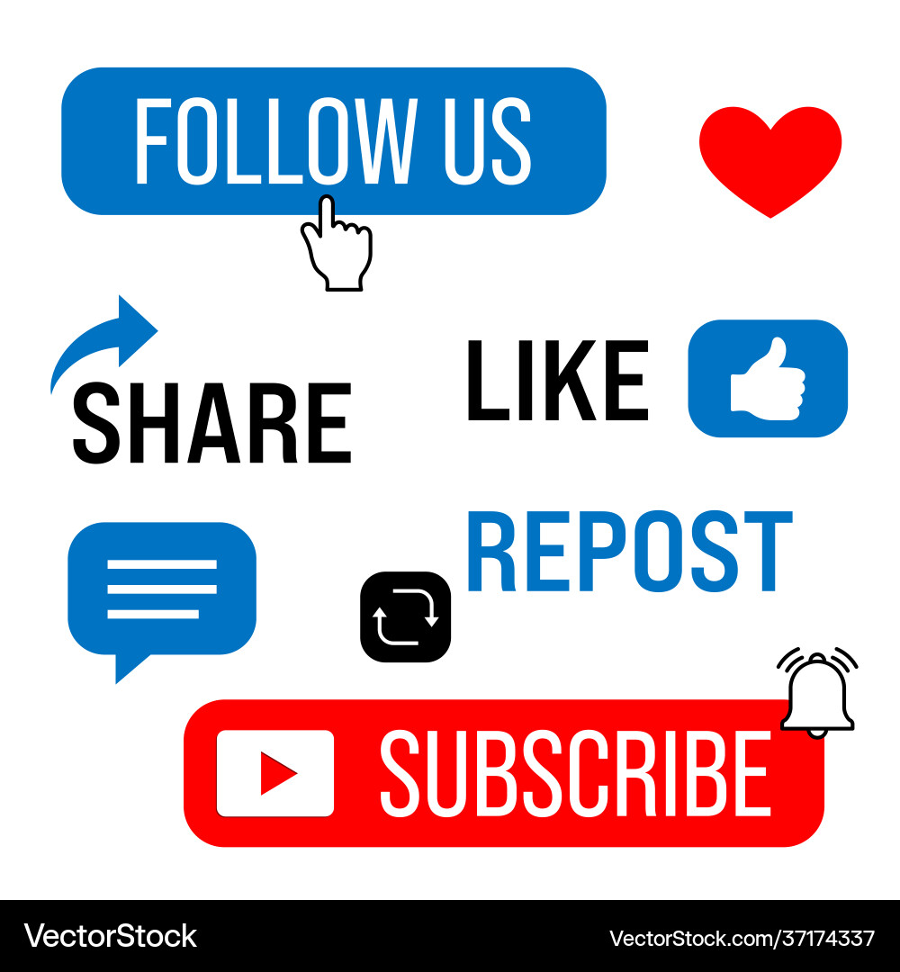 Like & Subscribe Icons - Social Media Vector Image