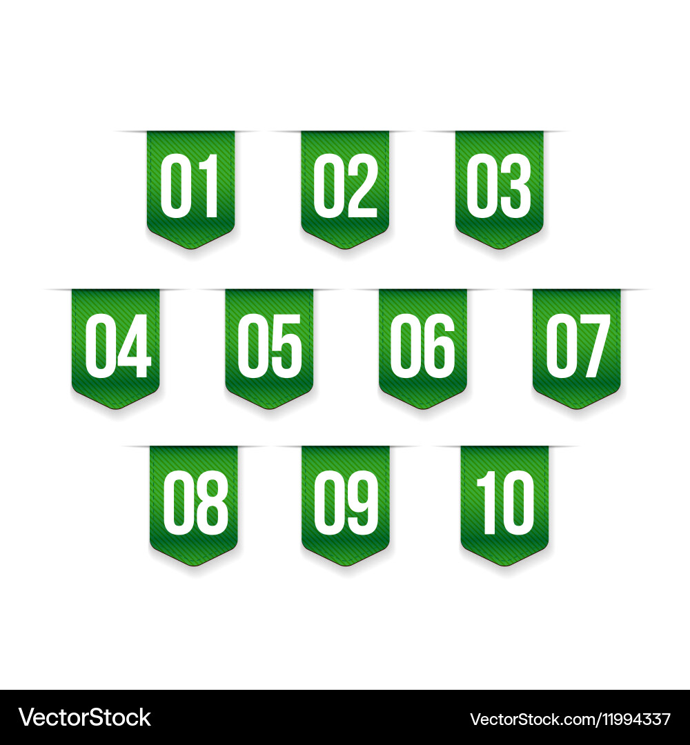 Number set ribbon Royalty Free Vector Image - VectorStock