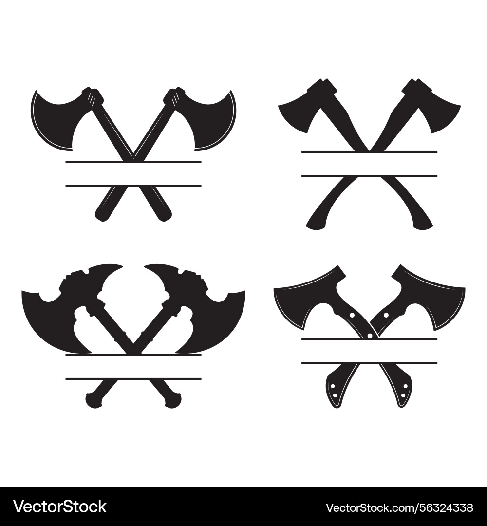 Axe svg crossed axes monogram frame Royalty Free Vector