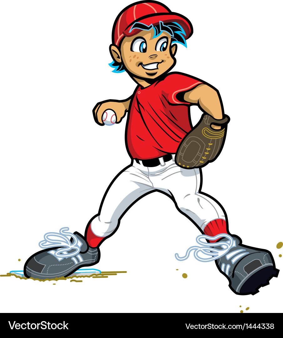 Boy baseball pitcher Royalty Free Vector Image