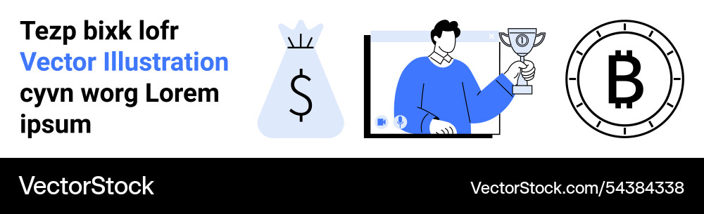 Business success and cryptocurrency - achievement Vector Image