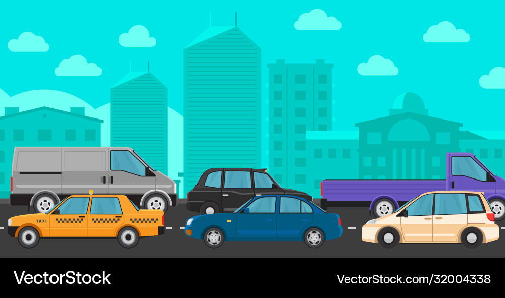 Downtown Traffic Congestion Royalty Free Vector Image