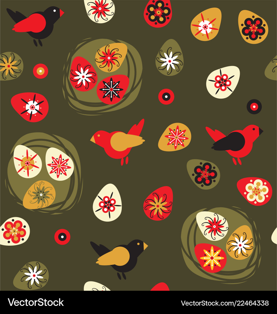 Easter Birds with Eggs and Nest Royalty Free Vector Image