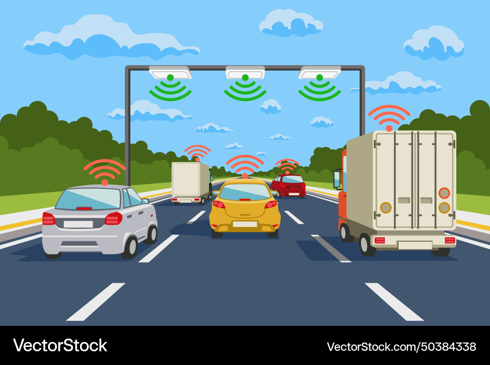 Highway communication system infographics Vector Image